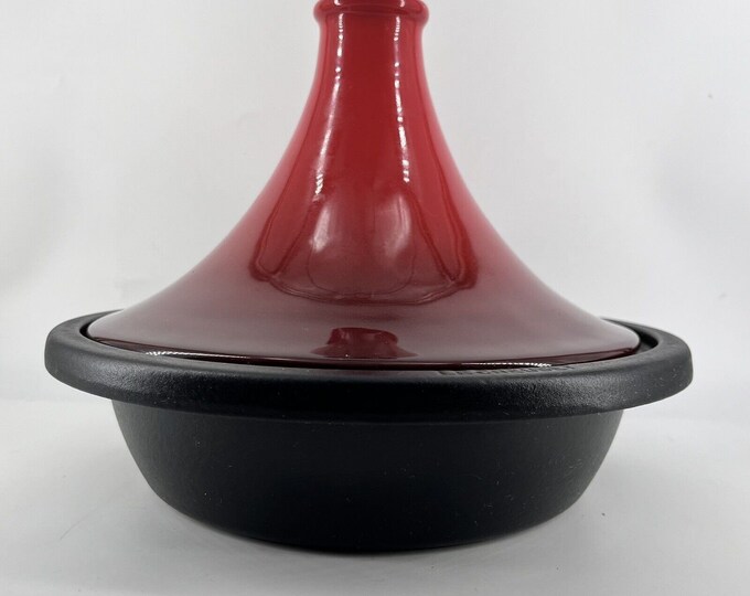 Vintage Le Creuset Enamel Stoneware Cast Iron Moroccan Tagine Cerise ...