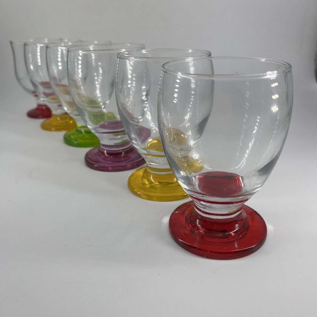 Circleware Footed Cordial Dessert Drinking Glasses Multi Color Set of 6 ...