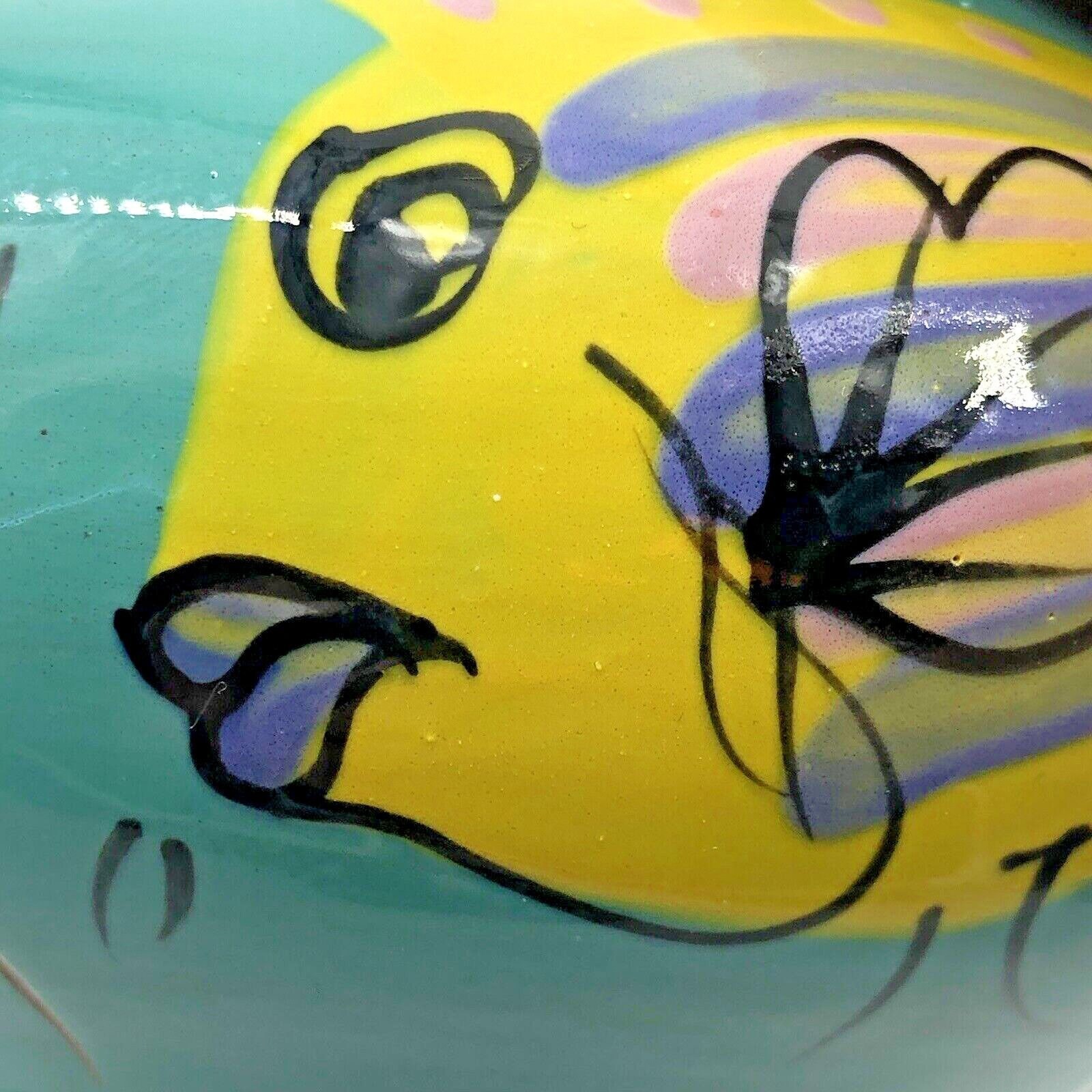 Wassi Jamaica Art Pottery Red Clay Lidded Trinket Dish Yellow Fish ...