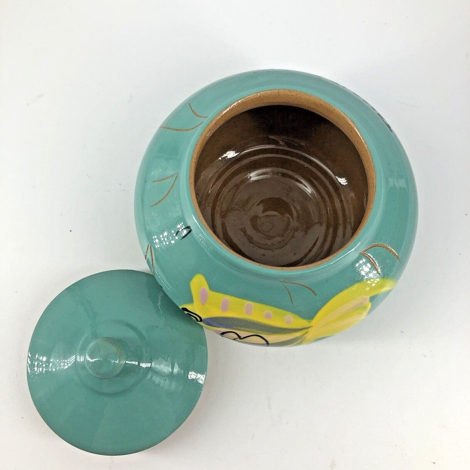 Wassi Jamaica Art Pottery Red Clay Lidded Trinket Dish Yellow Fish ...