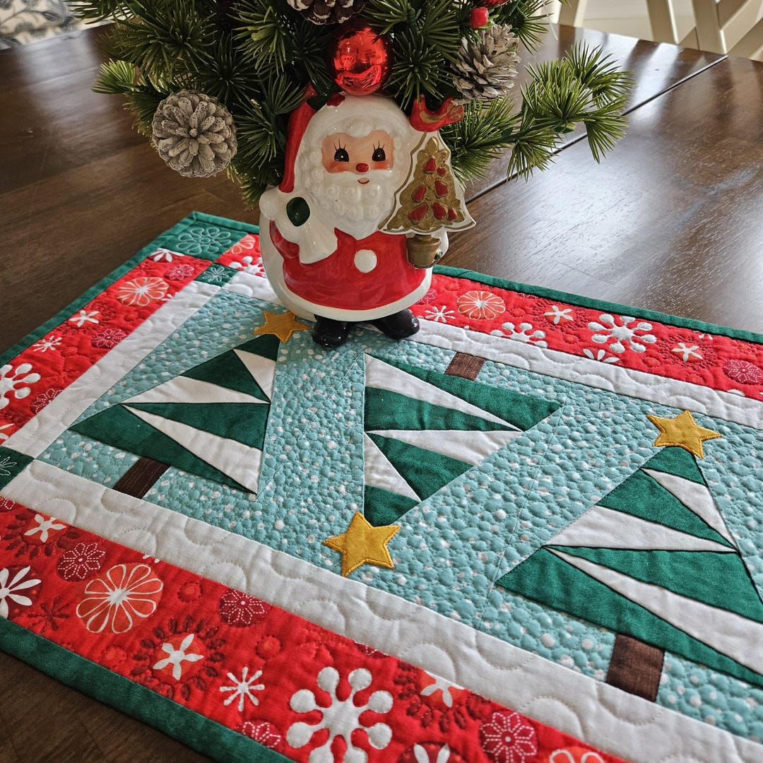 Christmas Tree Table Runner FPP Quilt Pattern: Snowy Pines (PDF Digital ...