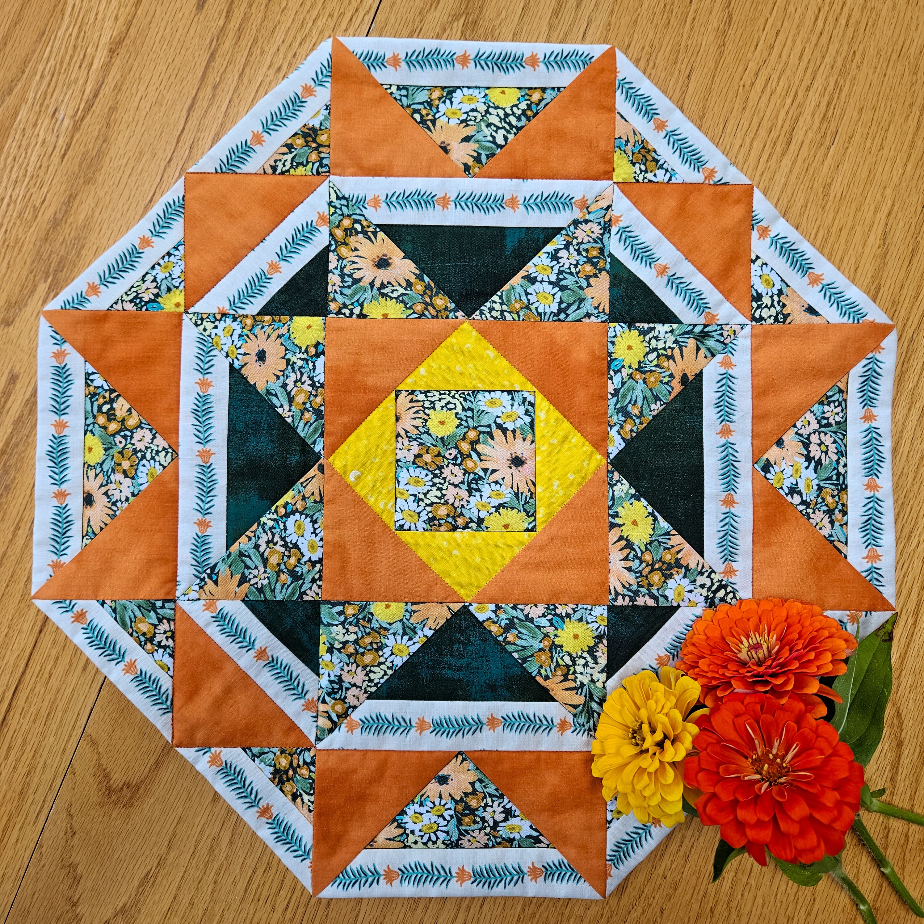 Octagon Table Topper Quilt Pattern: Spiced Pumpkin Pie Design (PDF ...