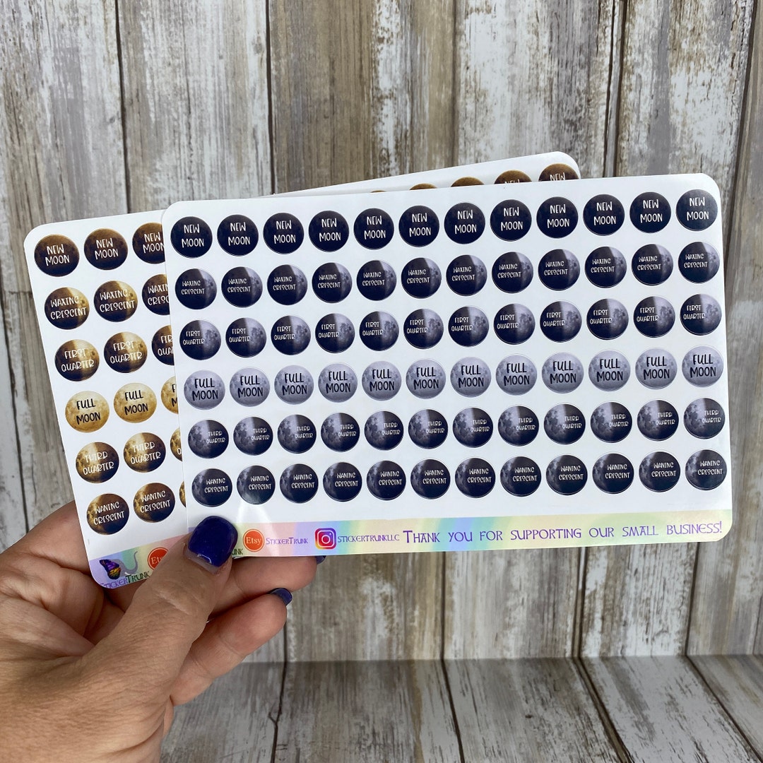 6-phase Moon Phases Planner Stickers, 1/2 Inch Moon Phases Stickers ...