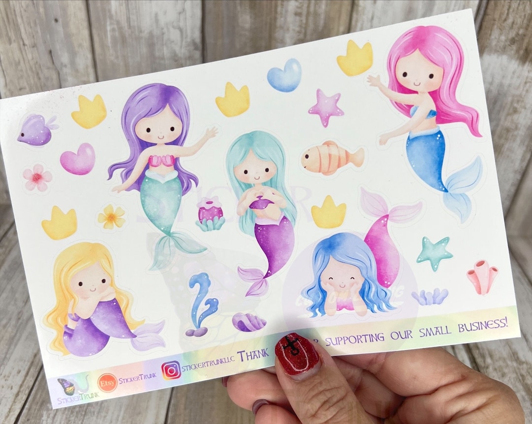 Mermaid Sticker Sheet, Mermaid Stickers, Ocean Stickers, Fish Stickers ...