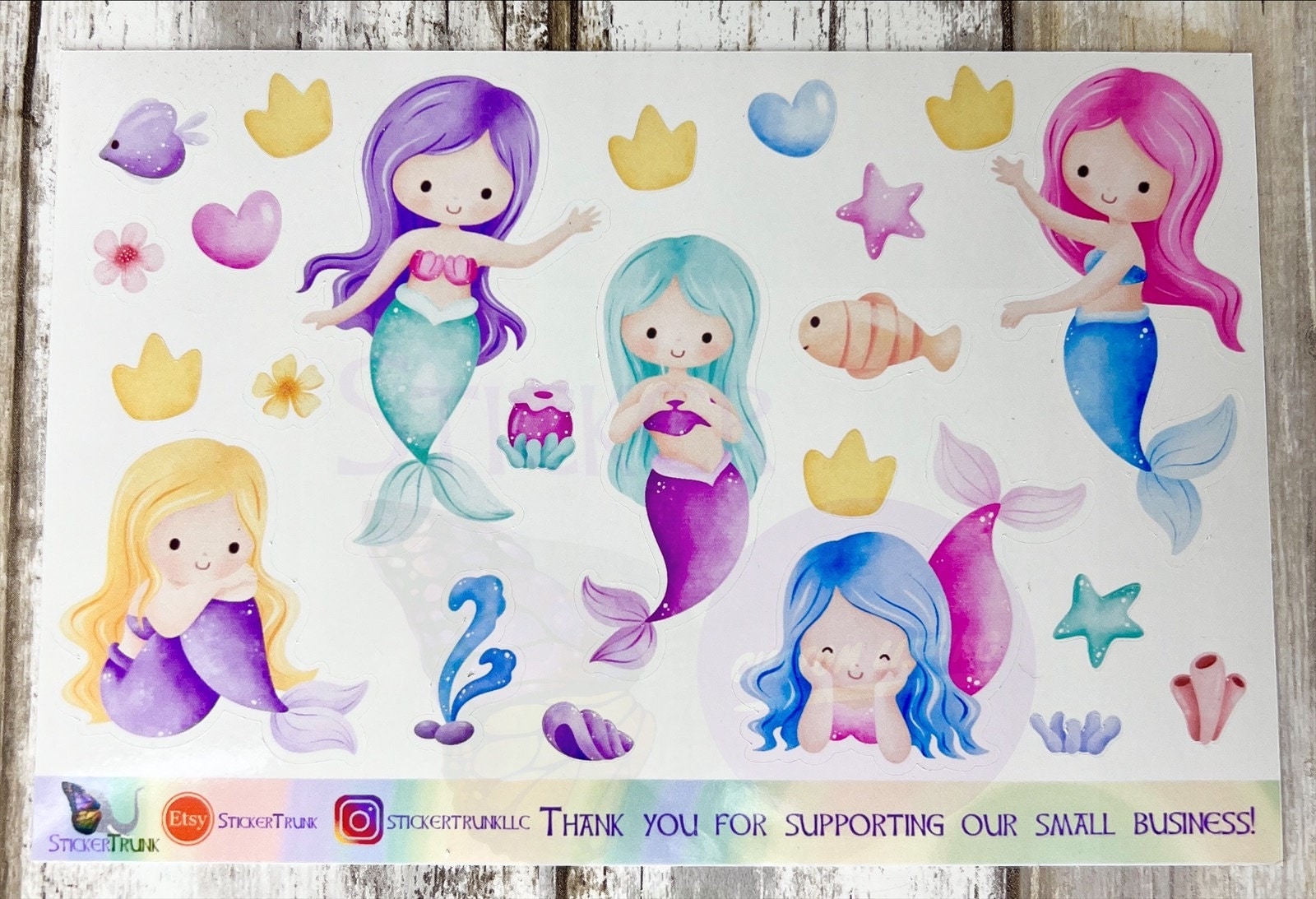 Mermaid Sticker Sheet Mermaid Stickers Ocean Stickers Fish - Etsy