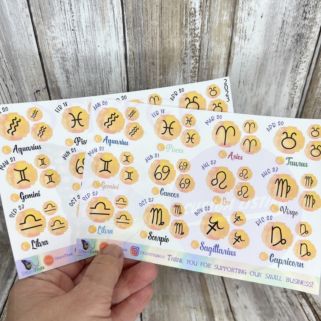 Sun in Zodiac Planner Stickers, Sun in Zodiac, Astrology Stickers ...