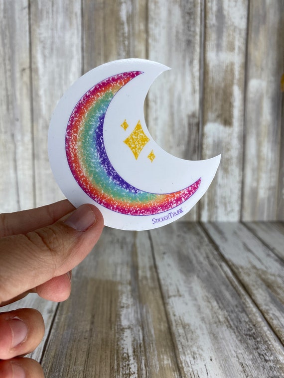 Rainbow Moon Sticker Moon Sticker Crescent Moon Sticker | Etsy