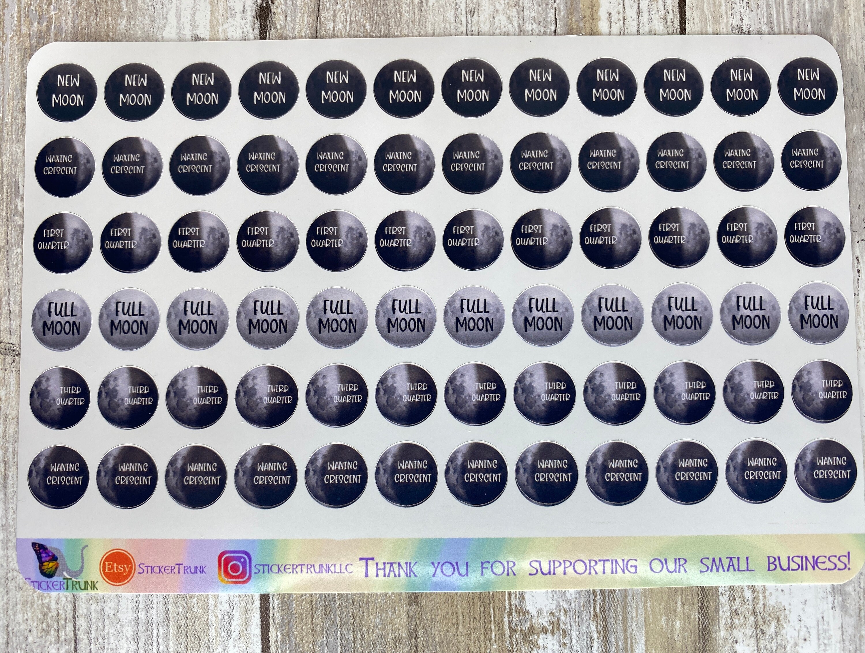 6-phase Moon Phases Planner Stickers 1/2 Inch Moon Phases | Etsy