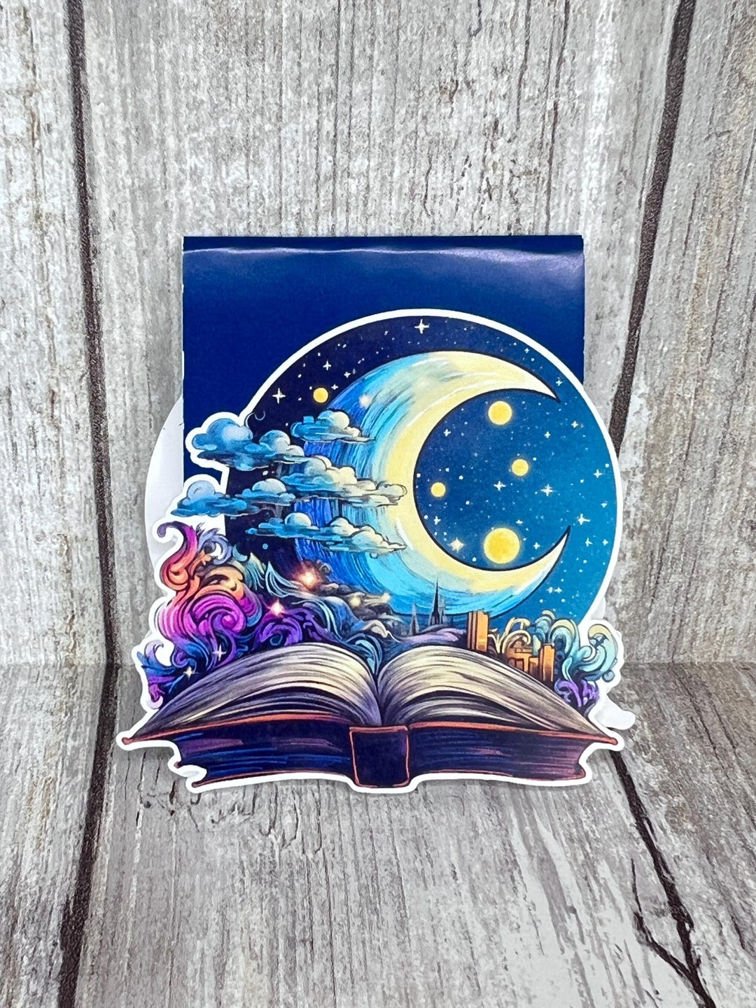 Moon Magnetic Bookmark, Crescent Moon and Books Bookmark, Colorful ...