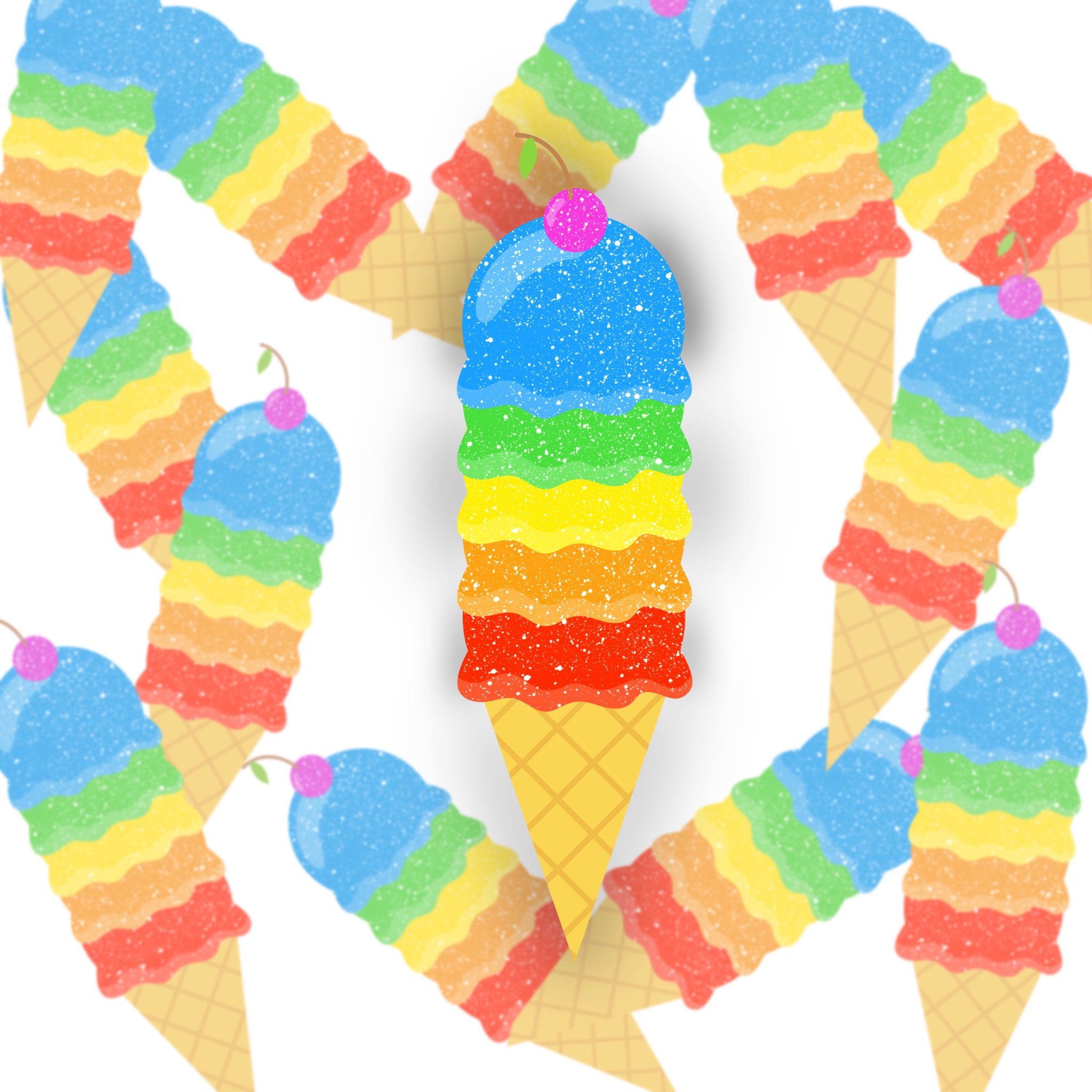 Ice Cream Rainbow Sticker Ice Cream Cone Sticker Rainbow Ice | Etsy