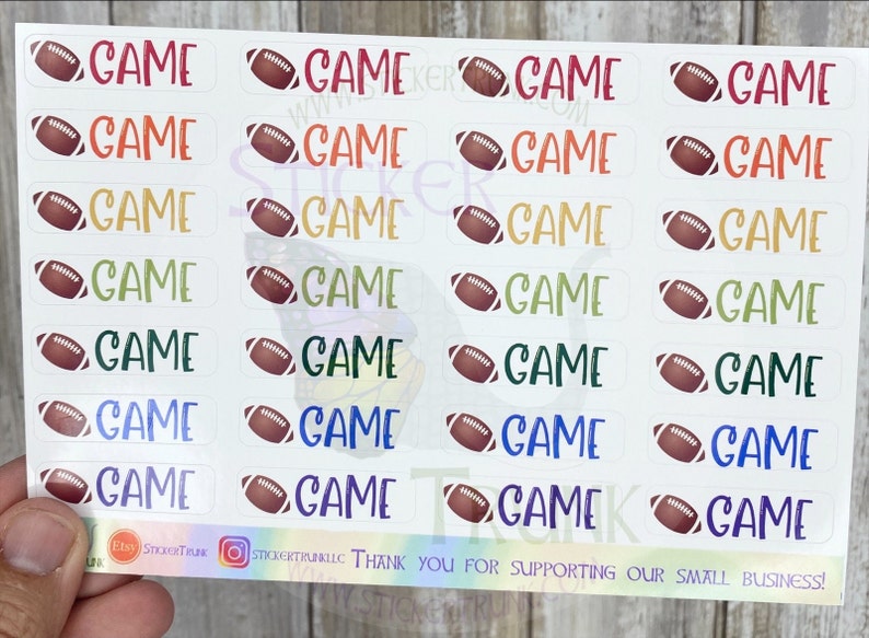 Football Planner Stickers, Write-on Boxes, Game, Practice - Etsy