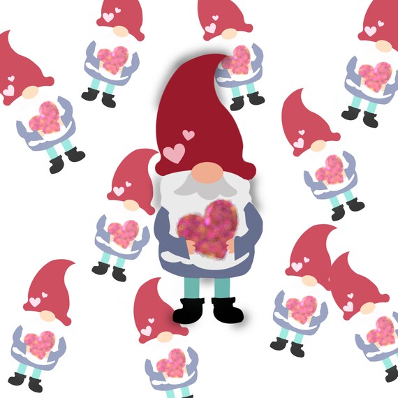 Heart Gnome Sticker Valentine's Day Gnome Heart Gnome | Etsy