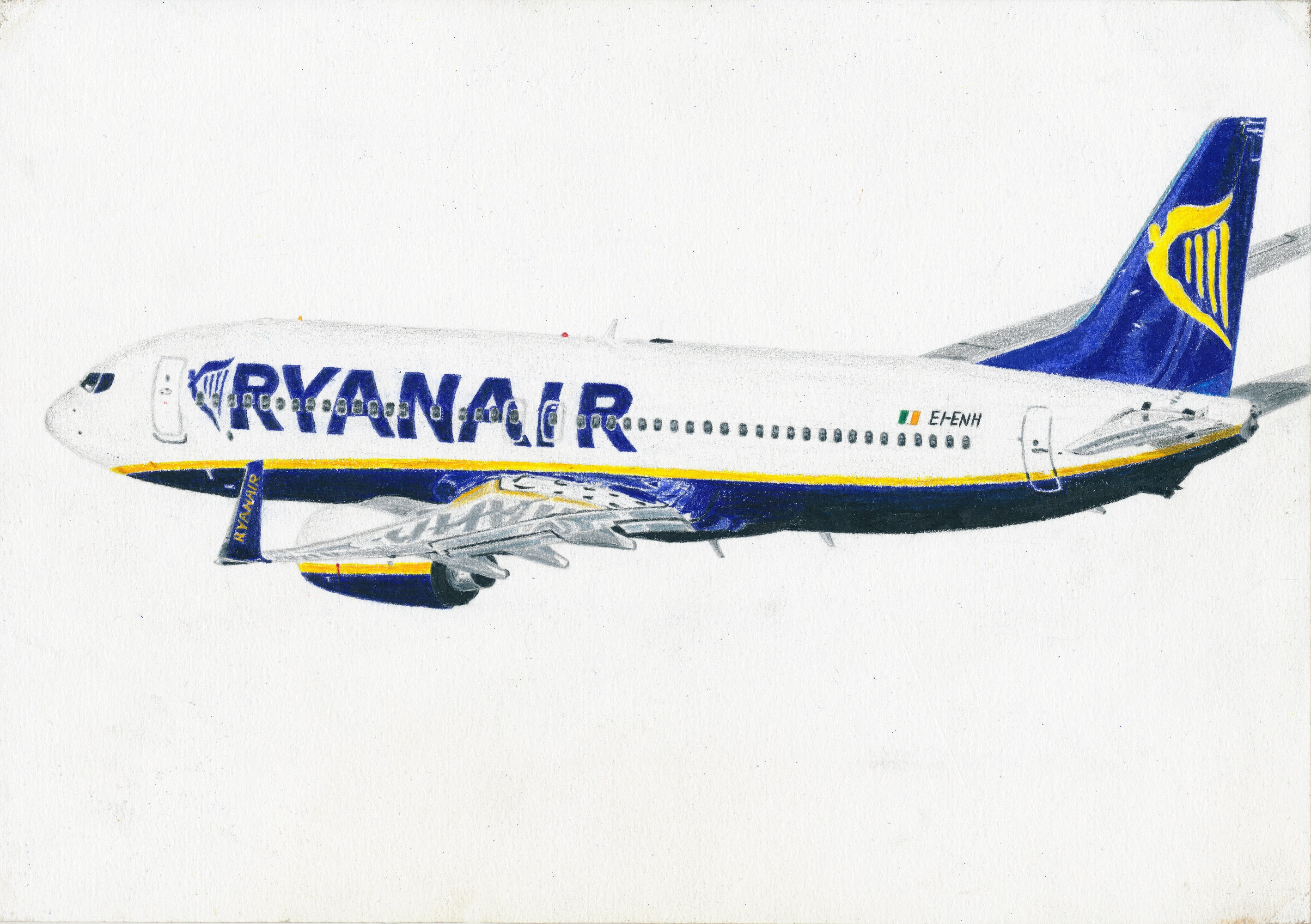 Boeing 737-800 Ryanair Stampa D'arte Fine A4/A3 - Etsy