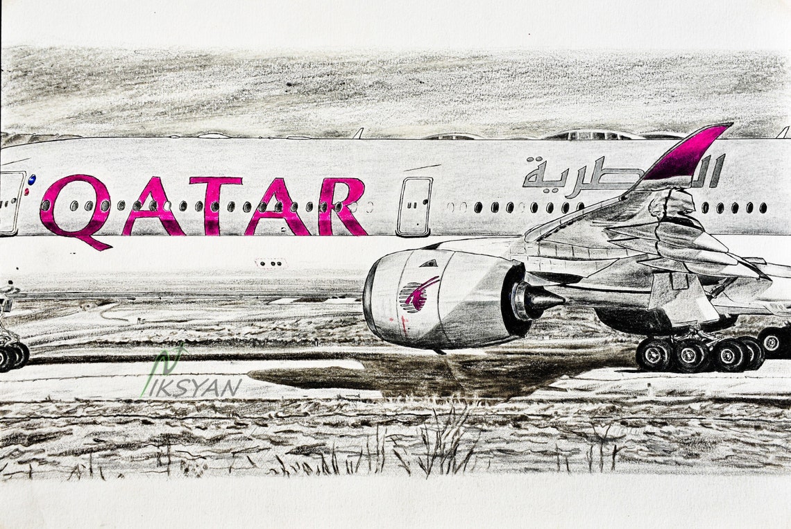 Airbus 350-1000 Qatar Airways Stampa D'arte Fine A4/A3 - Etsy