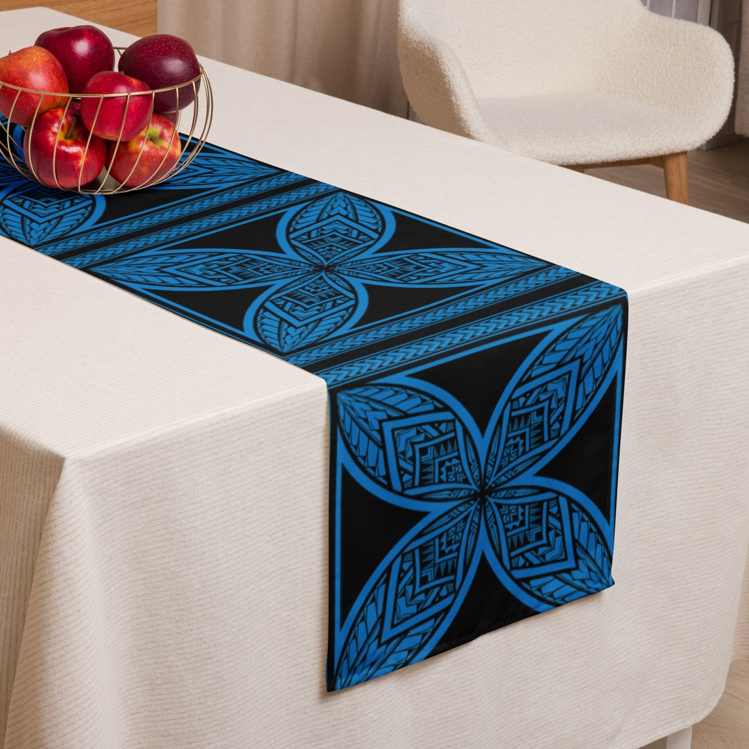 Polynesian Tribal Navy Blue Table Runner - Etsy