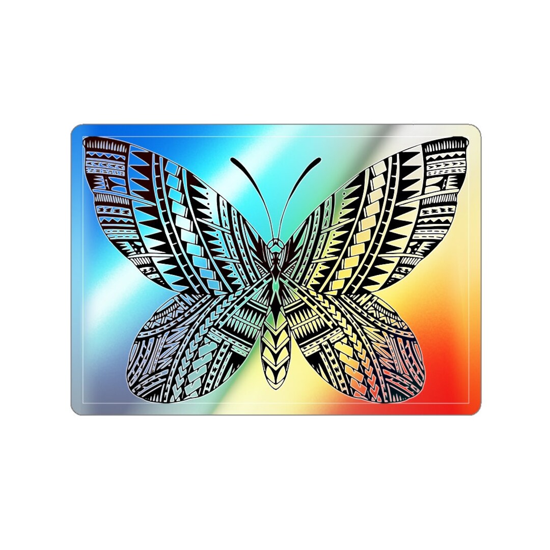 Samoan Tribal Butterfly Holographic Stickers - Etsy