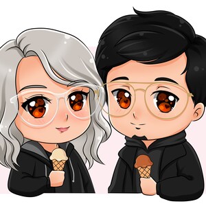 Cute Couple Portrait, Chibi Commission, Chibi Style Portrait, Custom ...