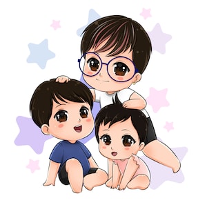 Cute Couple Portrait, Chibi Commission, Chibi Style Portrait, Custom ...