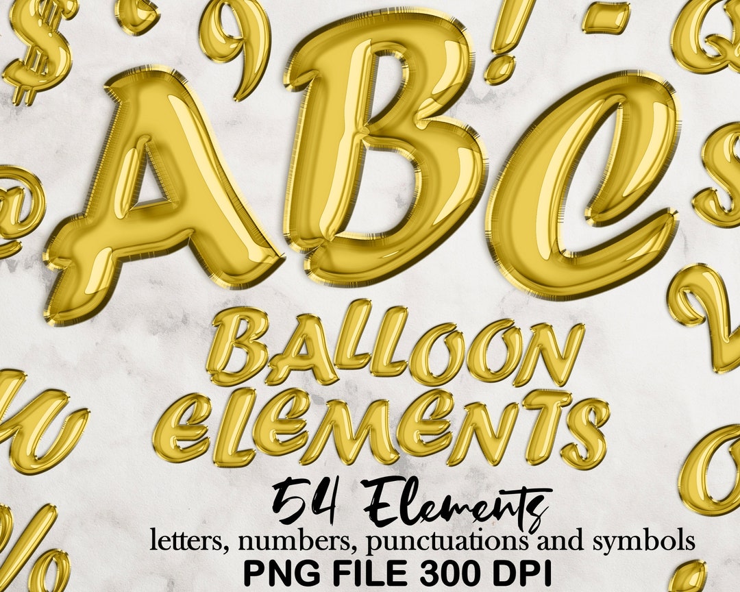 Balloon Alphabets Clipart, Gold Balloon Foil Letters, Font, Balloons ...