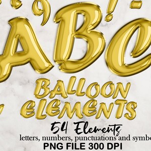 Balloon Alphabets Clipart, Gold Balloon Foil Letters, Font, Balloons ...