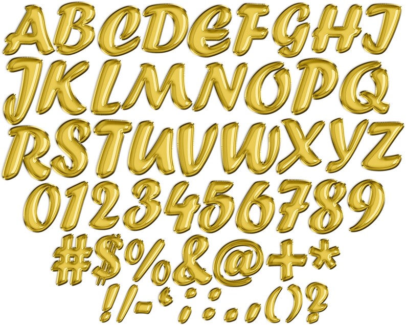 Balloon Alphabets Clipart, Gold Balloon Foil Letters, Font, Balloons ...