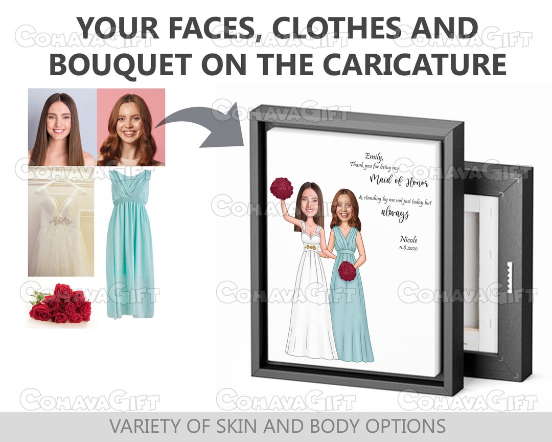 Maid of Honor Frame Custom Caricature, Maid of Honor Caricature ...