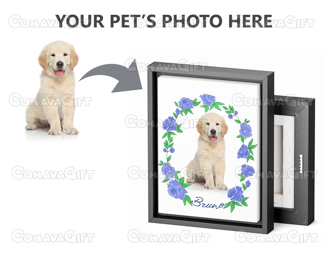 Personalized Dog Photo Frame, Floral Decor Pet Photo Frame, Pet ...