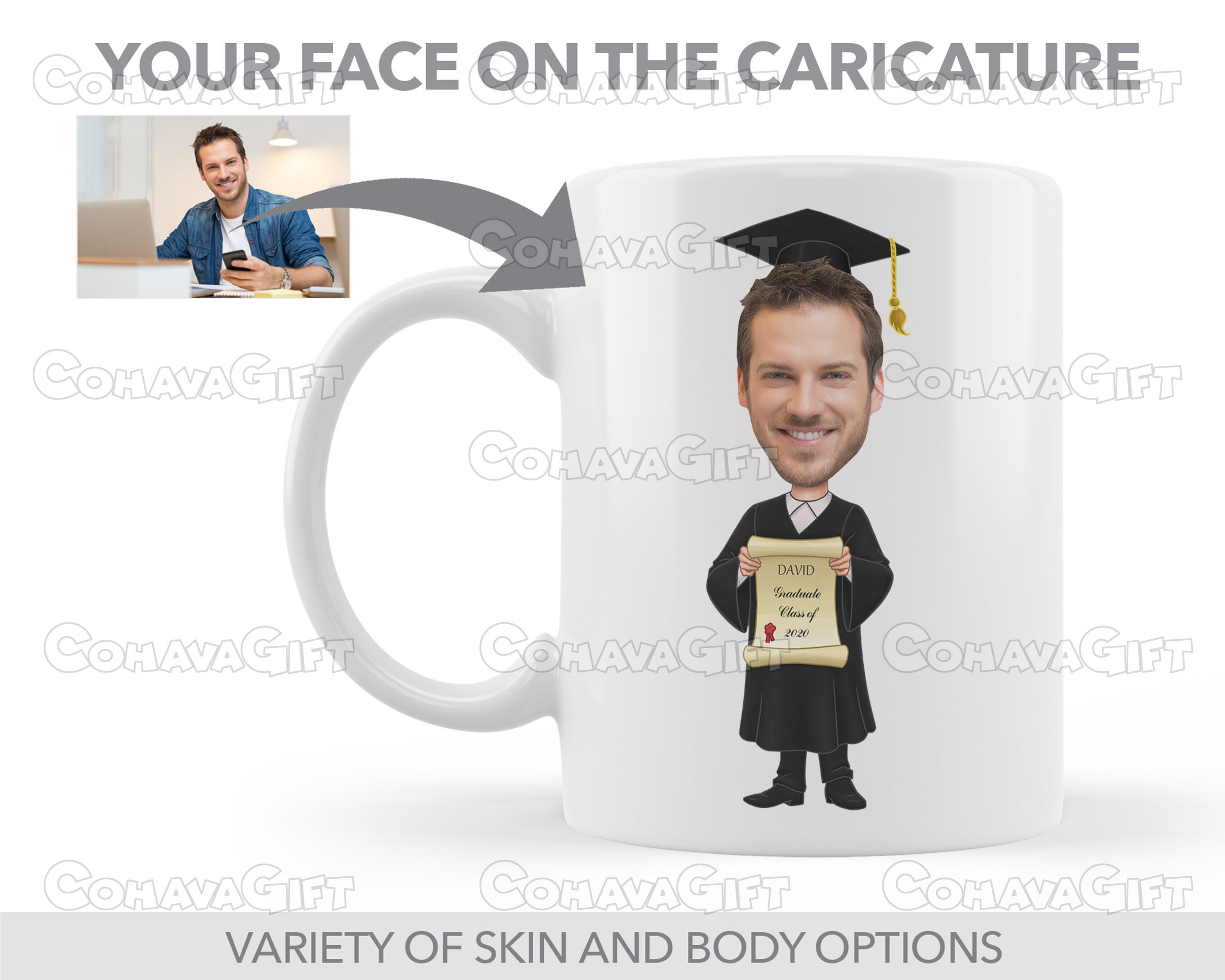 Custom Graduation Mug, Caricature Mug, Graduation Present Ceramic ...