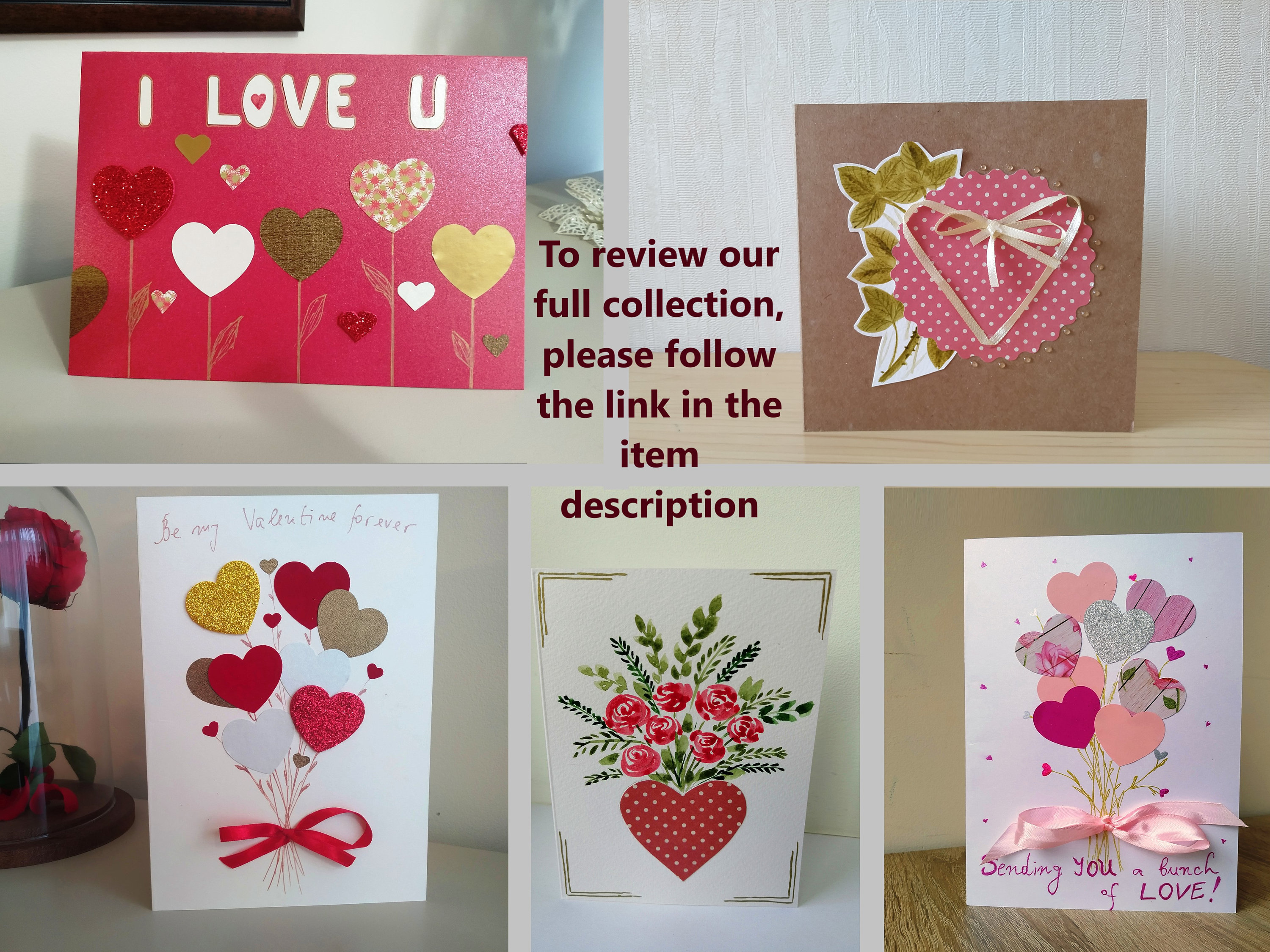 Valentine Red and Gold Heart Bouquet Card for Her, Sparkling Greeting ...