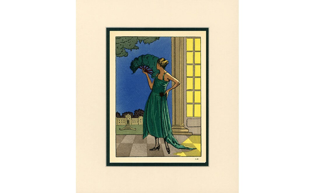 La Guirlande Original Pochoir Print With Custom Mat and Optional Frame ...