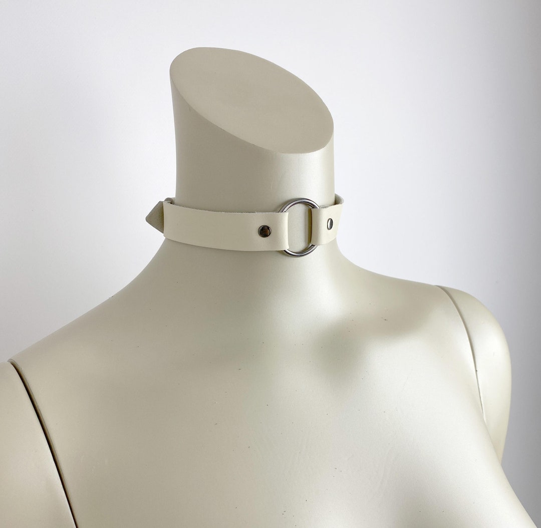 Custom Beige Rave Leather Choker Collar, Sub Collar, Choke Collar Belt ...