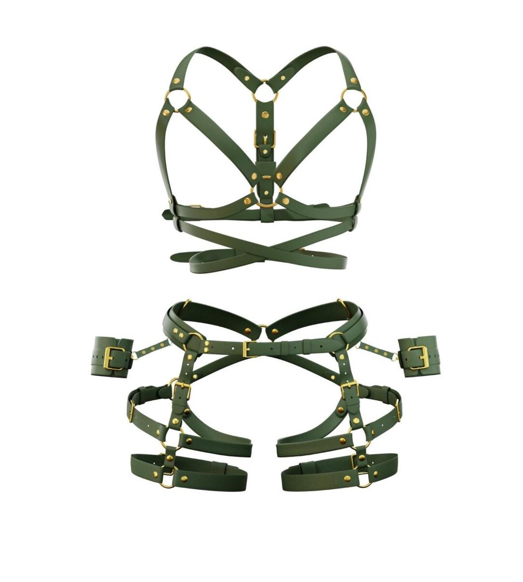 Punk Leather Harness Set, Chain Harness, Gothic Bondage Harness, BDSM ...