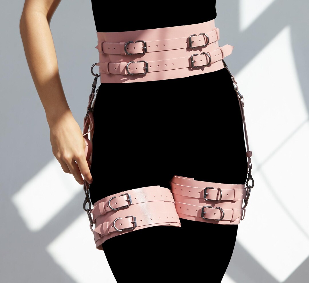 Pink Harness Set, Leg Harness, Thigh Cuffs, Leg Harness, Garter Belt ...