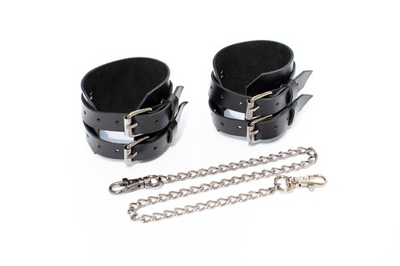 BDSM Handcuffs With Chain Sub Handcuffs Leather Handcuffs - Etsy