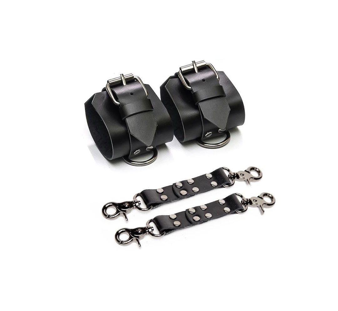 Black Leather Handcuffs, Wrist Cuffs, Leather BDSM Cuffs, Handcuffs ...