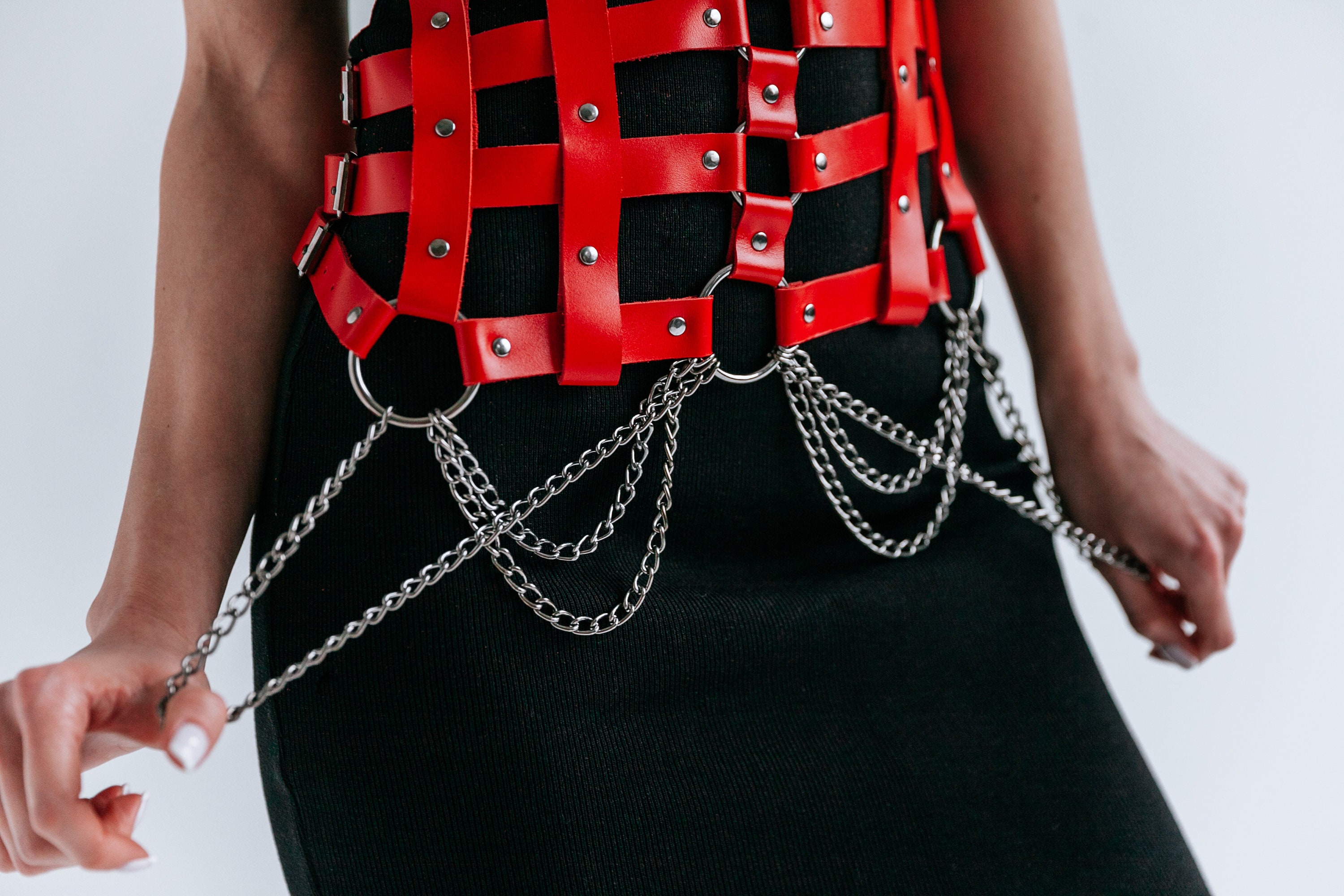 BDSM kit Cage Harness with Crown Leather Body Harness Set | Etsy