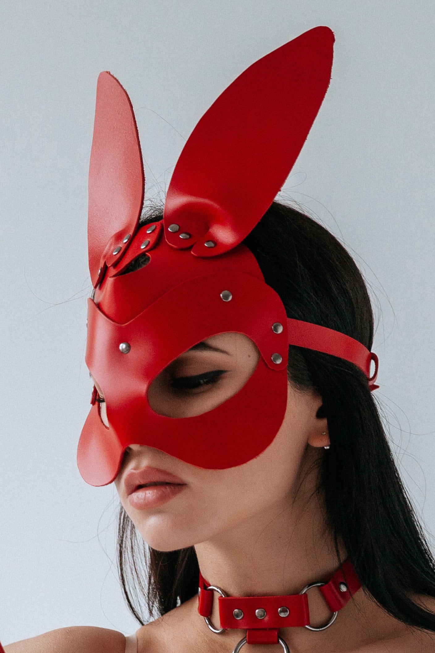 Leather Bunny Mask BDSM Mask Bunny Girl Leather Mask | Etsy