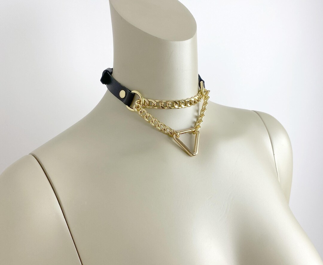 Slip Chain Choker, Chain Choker, Choker Collar, Handmade Leather Choker ...
