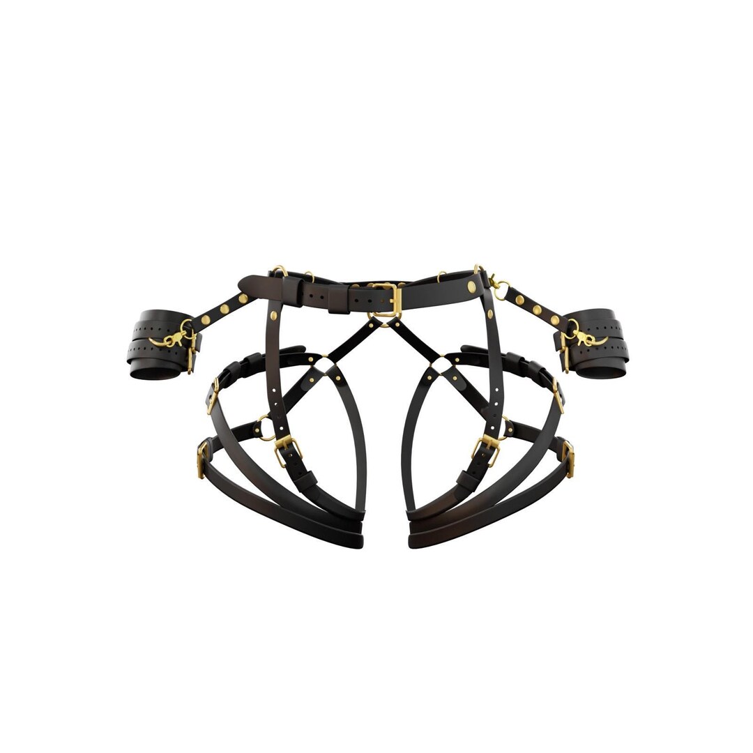 Bestseller Harness Set, Custom Harness Plus Size. Butt Garter Belt, Open Crotch Panties, Black ...