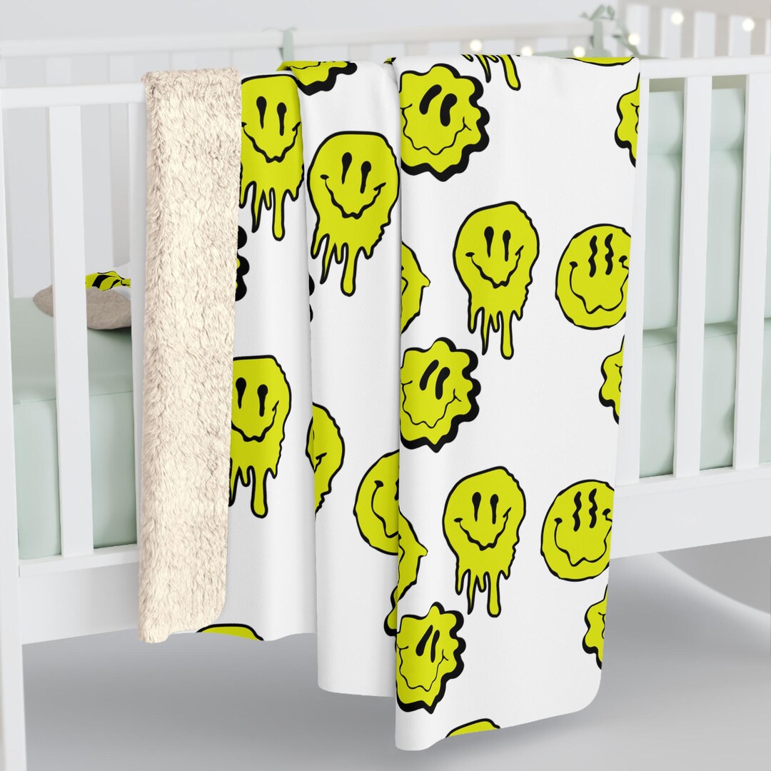 Smiley Face Googlies Sherpa Fleece Blanket, Outdoor, Throw, Cozy Fleece ...