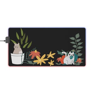 Mouse Pad, Cats in Plants, Gaming Desk Accessories, LED Light-up Mat ...