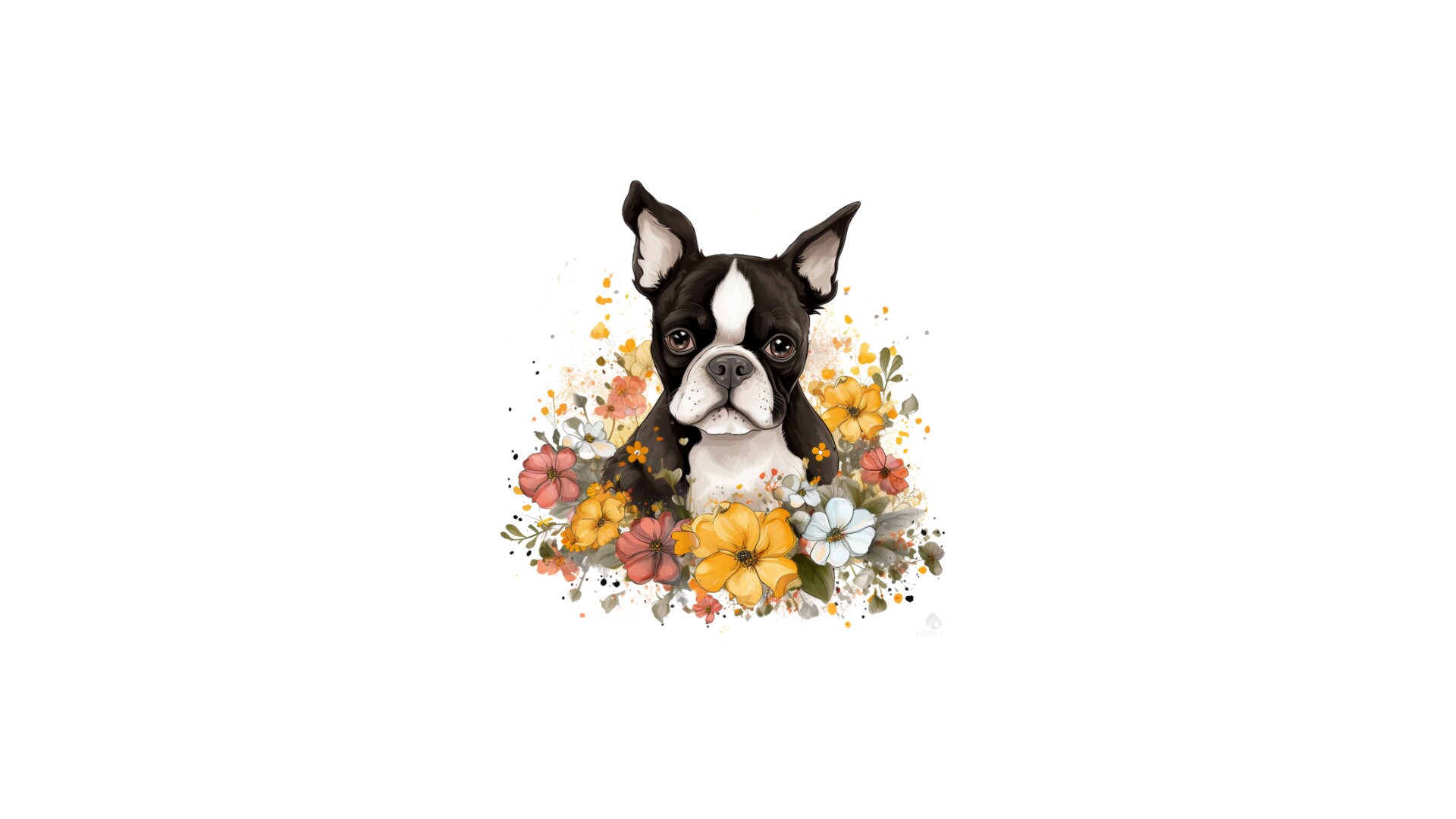 Watercolor Boston Terrier Clip Art X 14 PNG Digital Downloadable ...