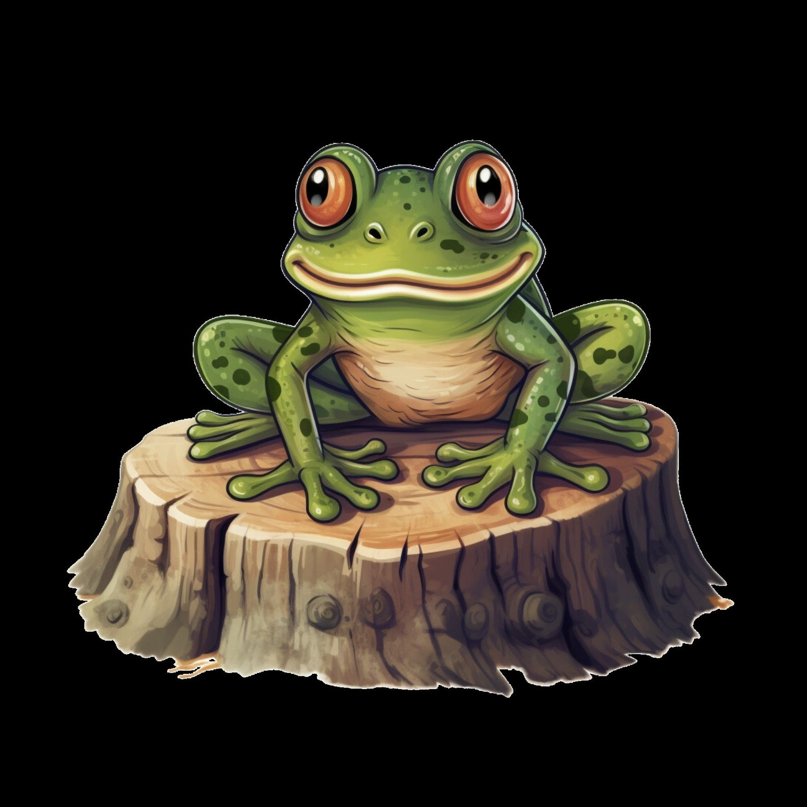 Frogs on Logs Watercolor Clipart Graphic Images X 11. Downloadable ...