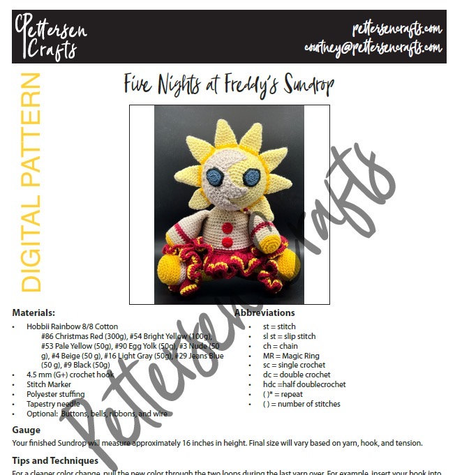 FNAF Sundrop & Moondrop Pattern Pack - Etsy