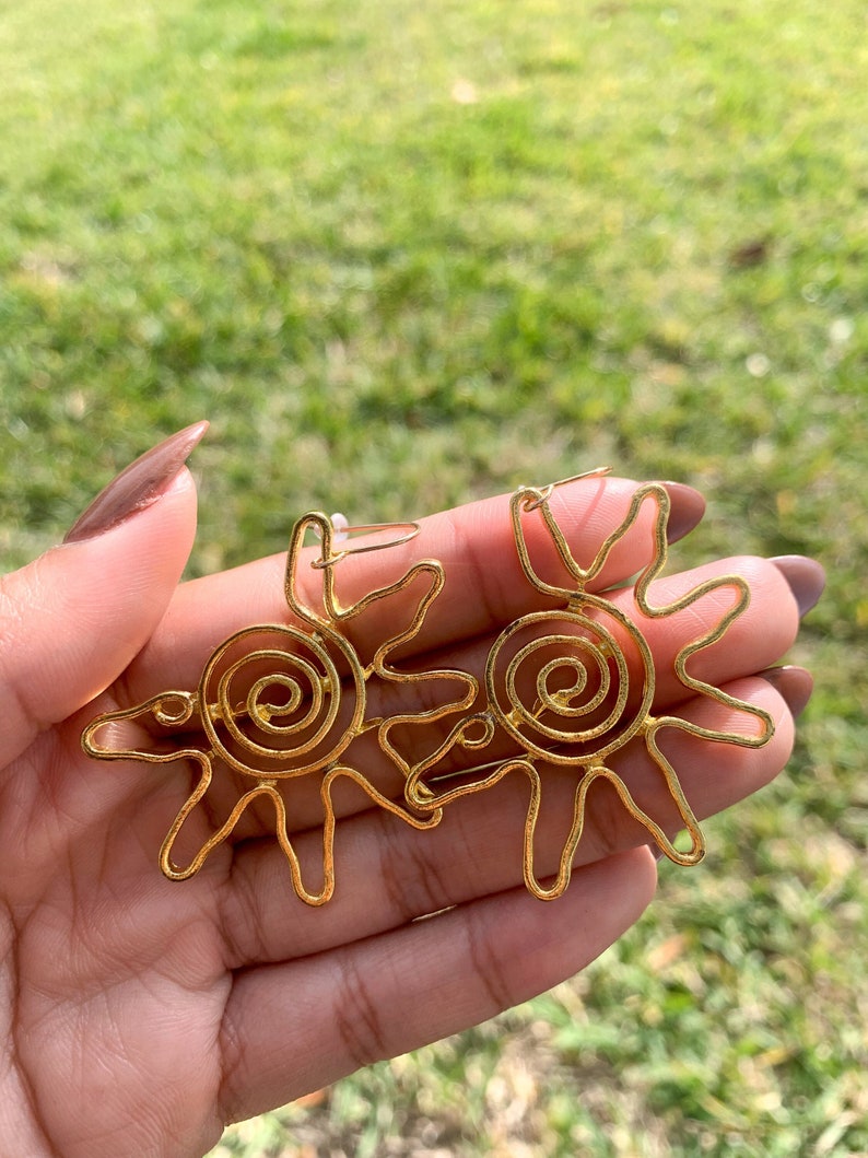 Sun Wire Earrings Handmade Wire Earrings Minimalist Earrings Single ...