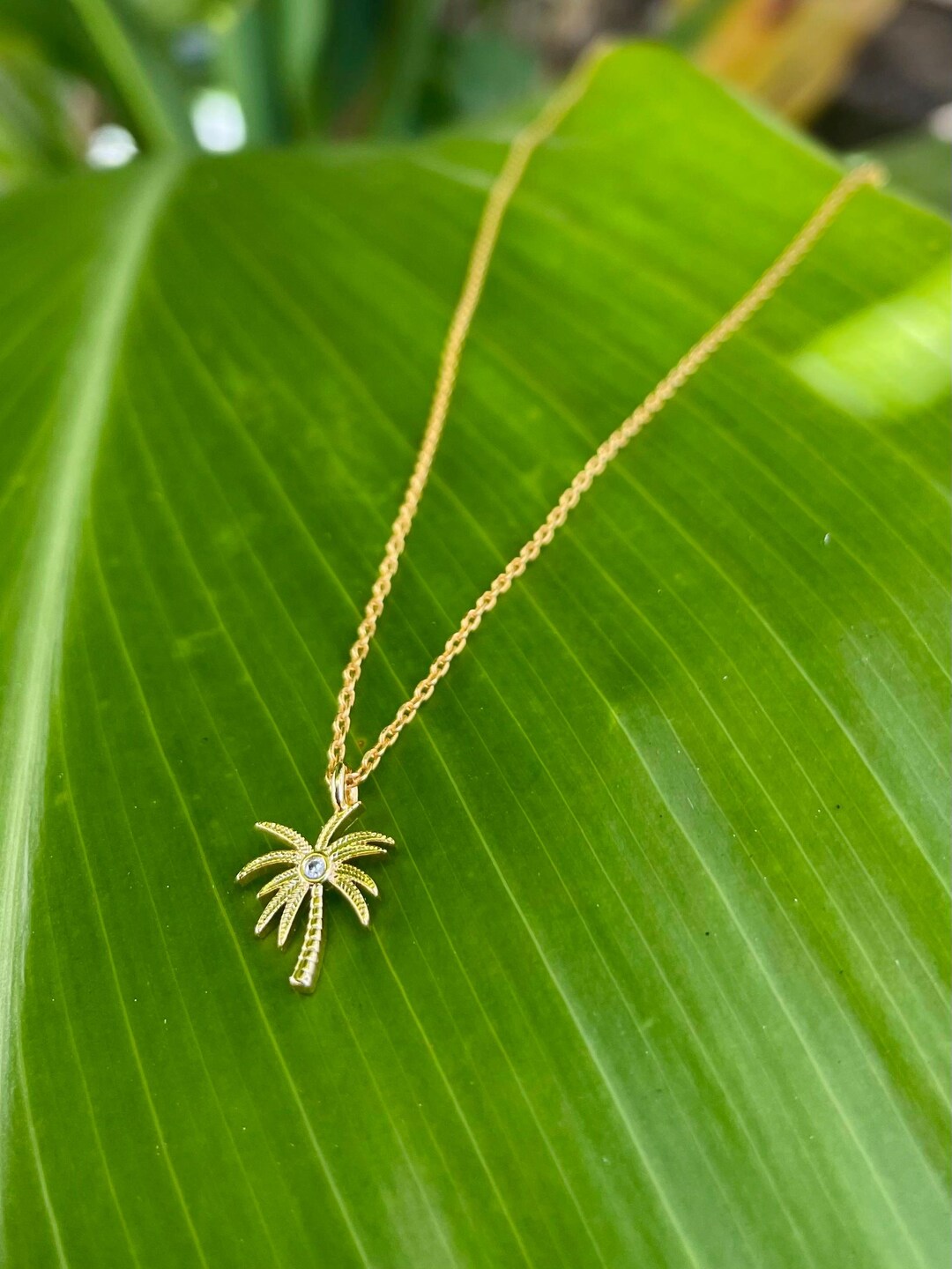 Hawaii Gold Palm Tree Necklace, Daintry Chain, Minimal Necklace, Palm ...