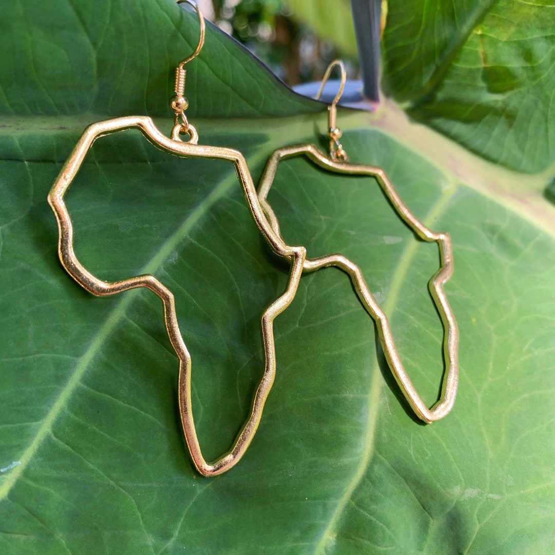 Africa Hoop Earring, African Map Hoop Earrings, Ethnic Earring, Tribal ...