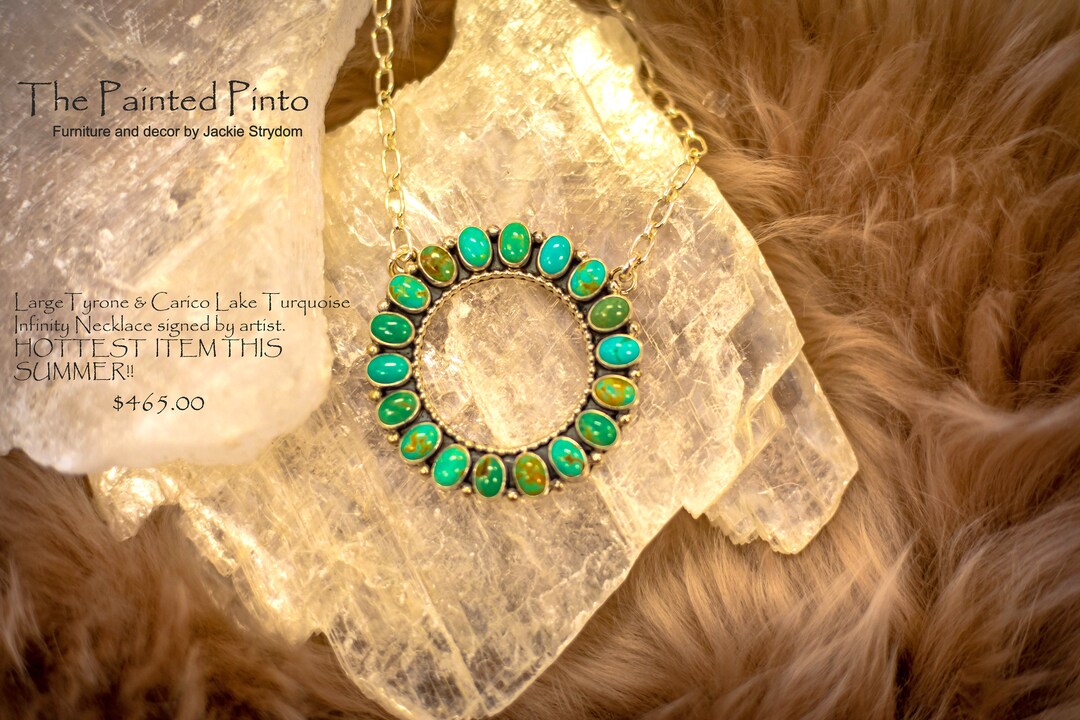 SOLD Carico Lake Tyrone Turquoise Infinity Necklace Rare Sterling ...
