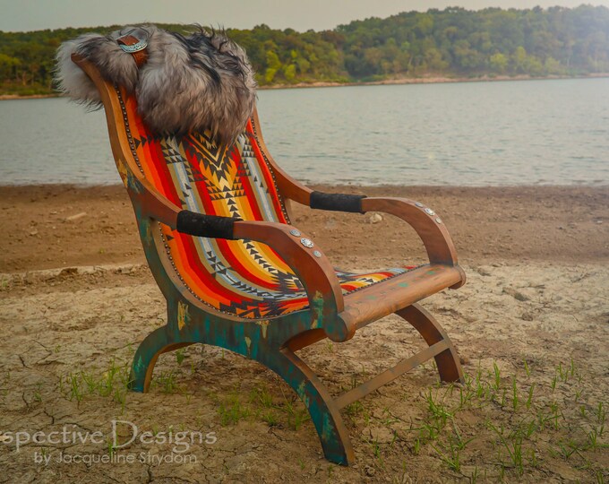 Santa Fe Trail Handmade Hand Painted Navajo Pendleton Fabric Tooled ...