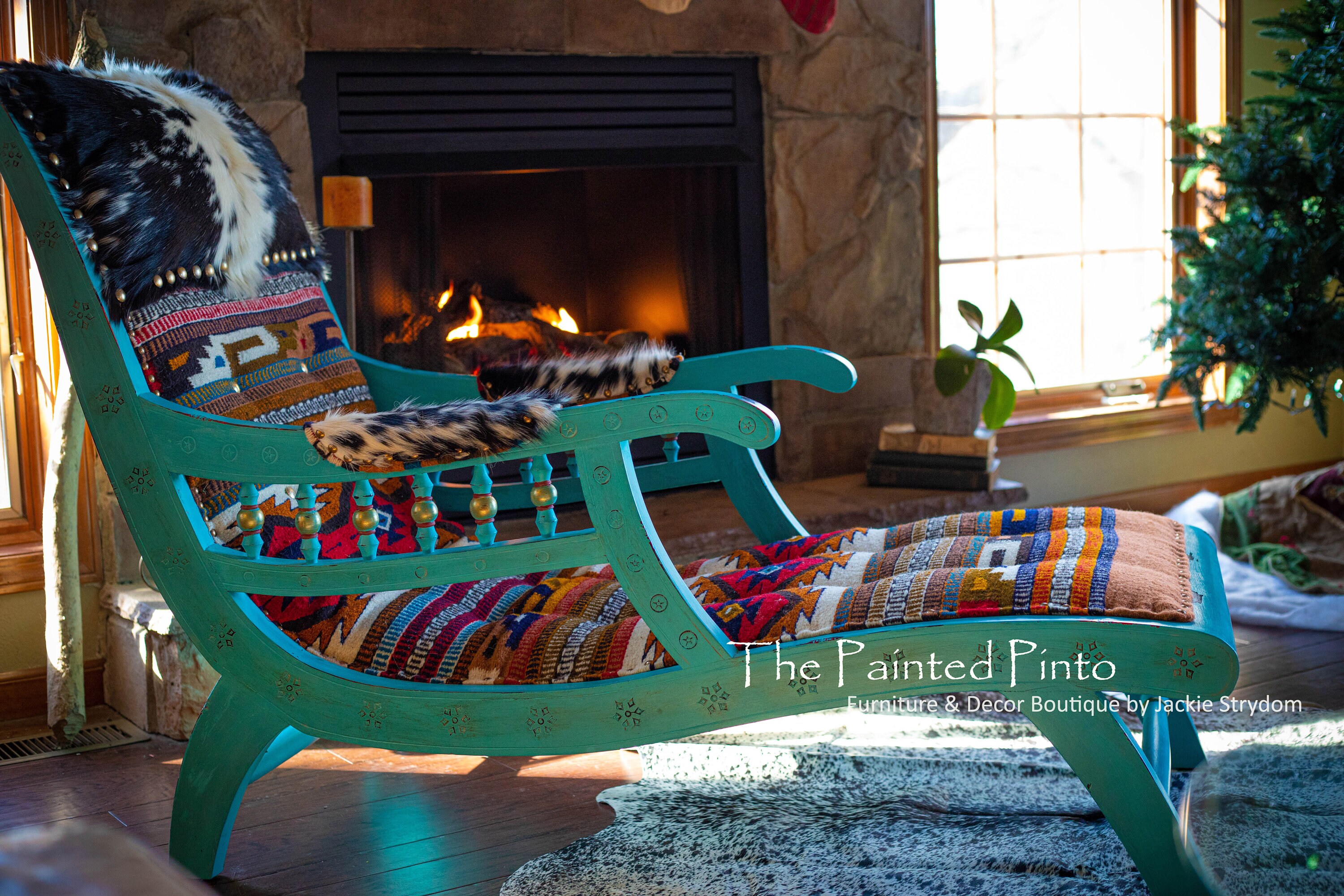 SOLD OUT Rustic Southwest Style Lounge Chair, Cowhide Head/arm Rest ...